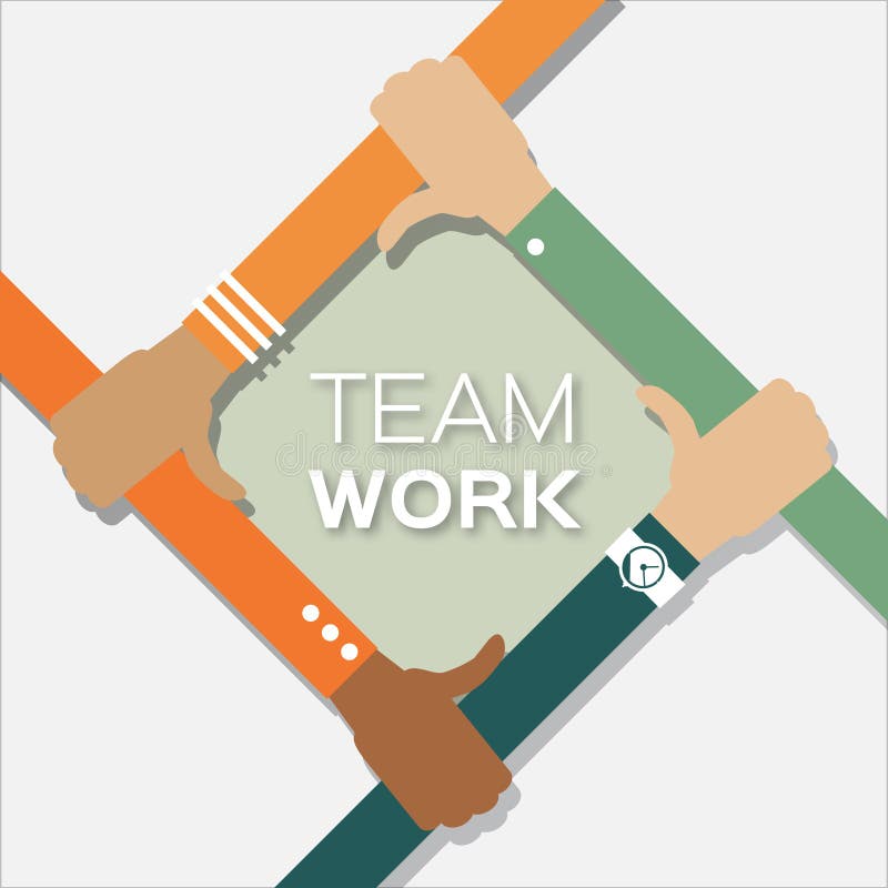 Four Hands Together Team Work. Stock Vector - Illustration of idea ...