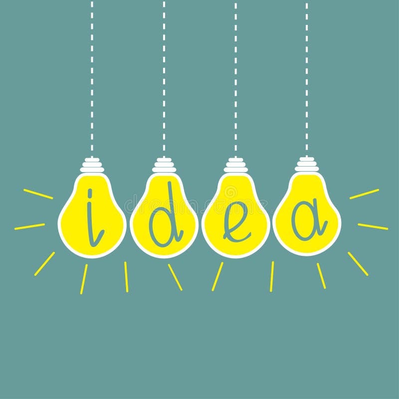 Yellow Idea Light Bulb in Speech and Thought Bubbl Stock Vector ...