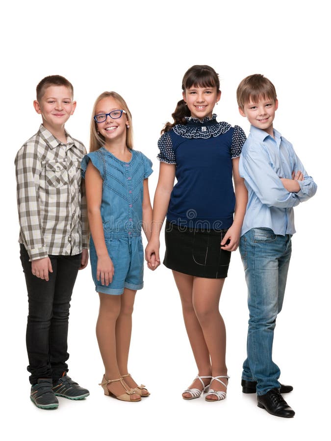 Four happy children stock image. Image of group, kids - 49008589