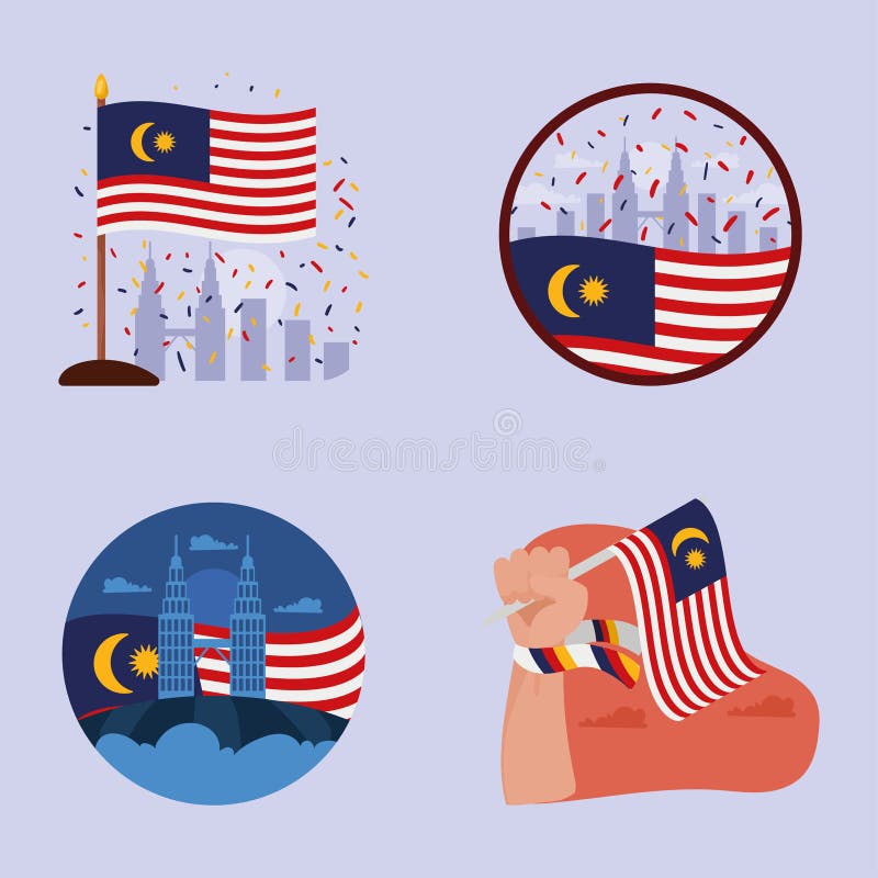 Four hari merdeka icons stock vector. Illustration of confetti - 247022998