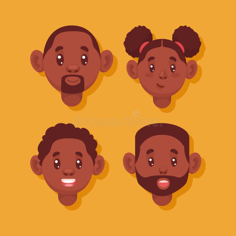 Four Heads, Faces in Blue, Head and Human Logo Stock Vector ...