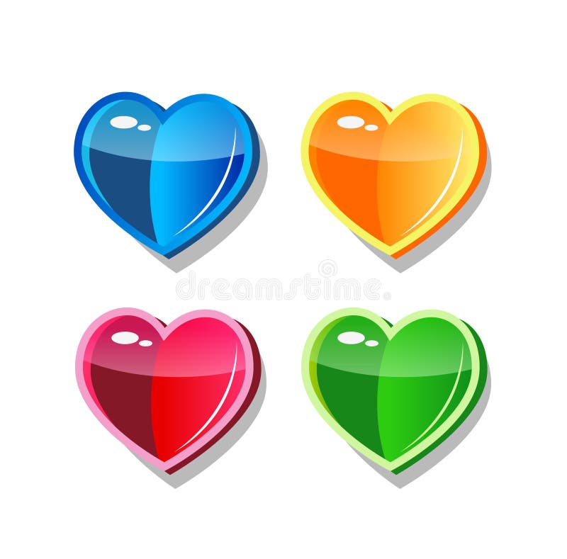 Four hearts stock vector. Illustration of feelings, illuminated - 20008064