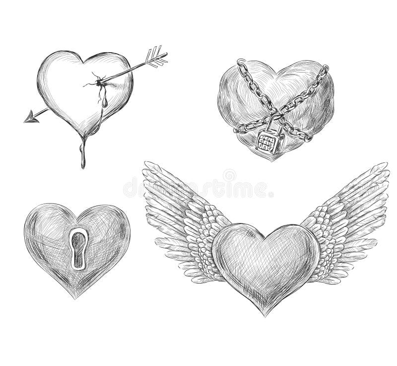 Four hearts stock vector. Illustration of design, sketch - 22749374