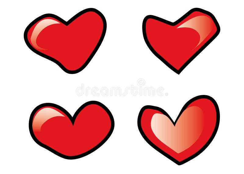 Four hearts stock vector. Illustration of gift, honey - 4326406