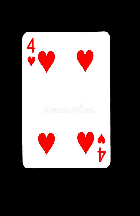Four of Hearts Playing Card on Black Background Stock Illustration ...