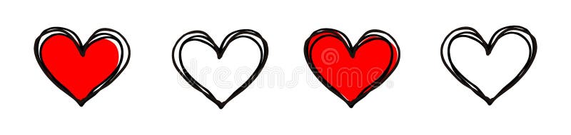 Four Hearts in a Row with Interspersed Red Color Stock Illustration ...