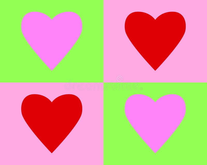 Four Hearts Vector Image in a Square Frame. Stock Vector - Illustration ...