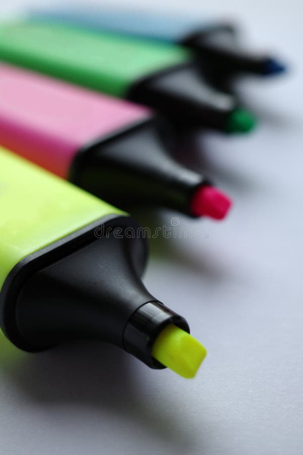 Four High Lighters Ready To Use Stock Image - Image of highlighters ...