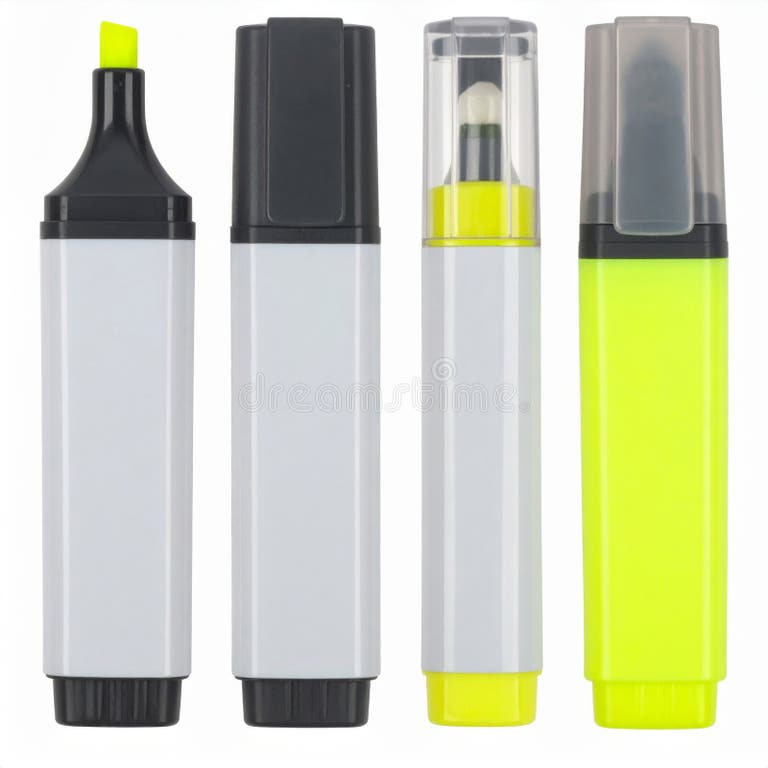 Four Highlighters with Different Tips and Colors Stock Illustration ...