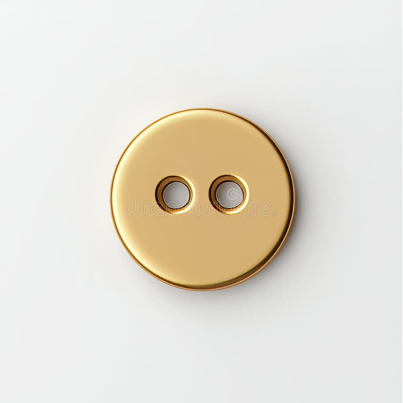 The Four Holes of a Shiny Gold Button are Isolated on White Stock Photo ...