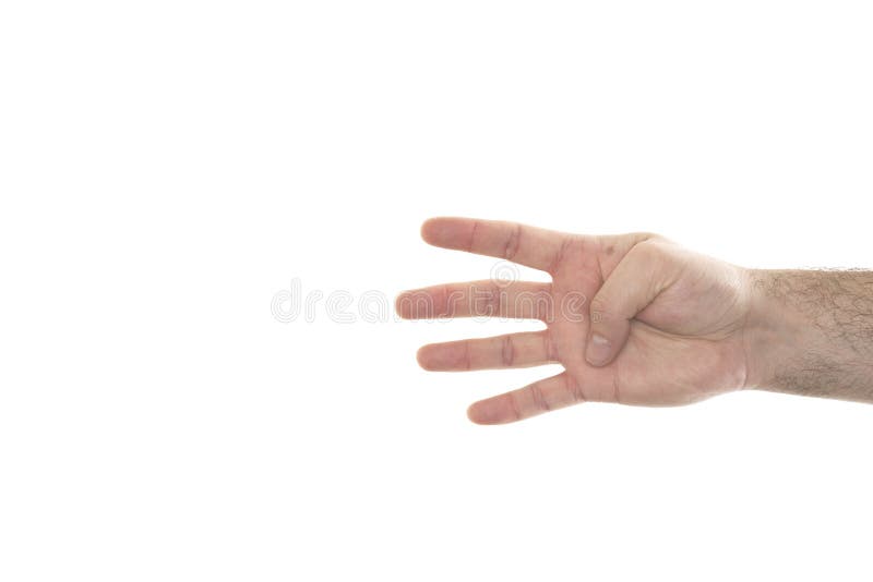 Four Fingers on One Hand Indicating Numbers - Horizontal Stock Photo ...