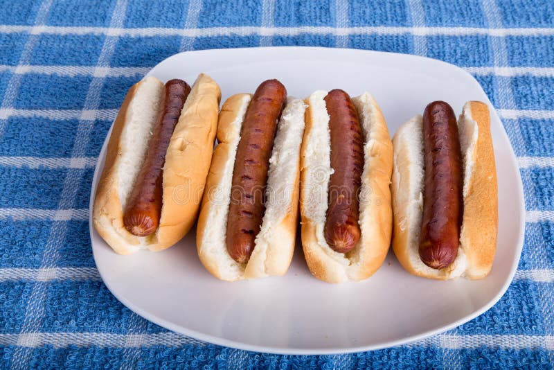 Four Hot Dogs stock photo. Image of delicious, picnic - 41299156