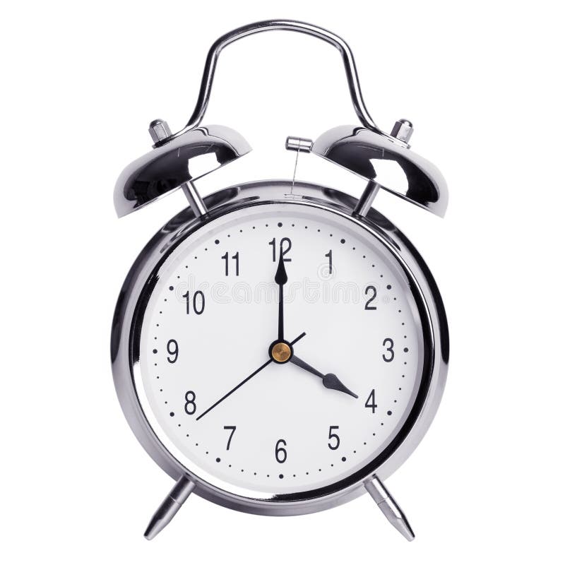 Four Hours on a Round Alarm Clock Stock Photo - Image of clock, dial ...