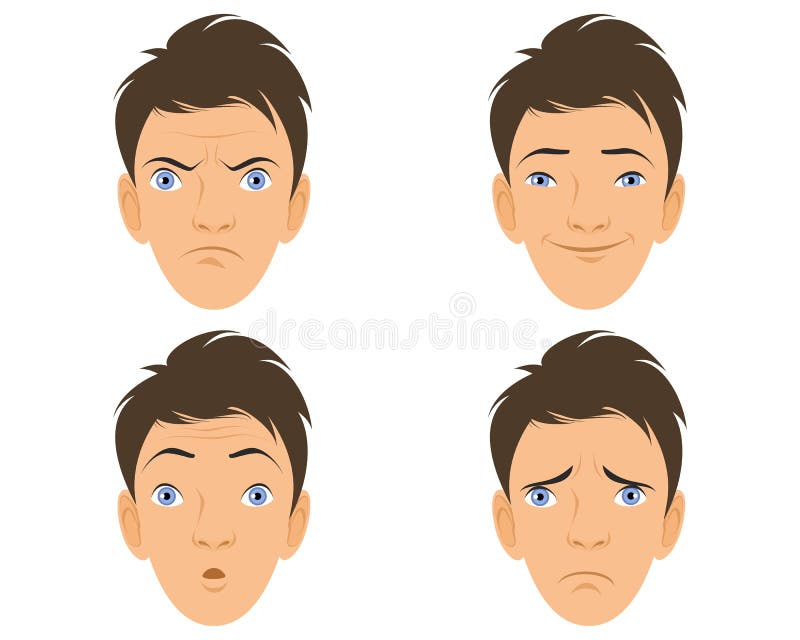 Four human faces stock vector. Illustration of vector - 58833364