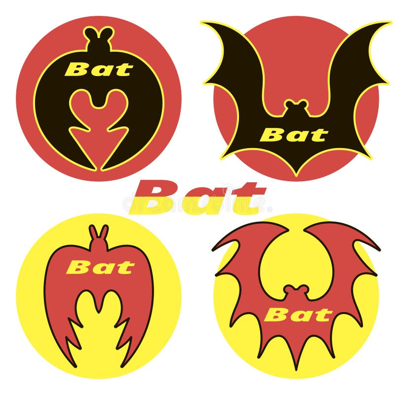 Four bat icons stock vector. Illustration of isolated - 32004783