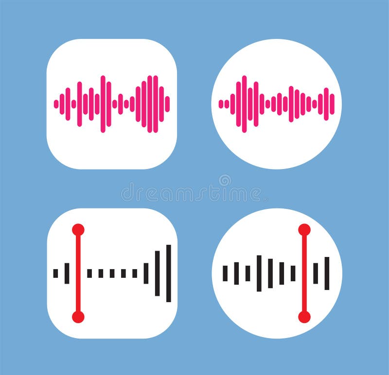 Four Icons Design with Waves of the Equalizer. EQ Vector Illustration ...
