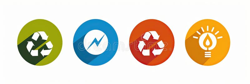 Four Icons that Represent Different Aspects of Sustainability Stock ...