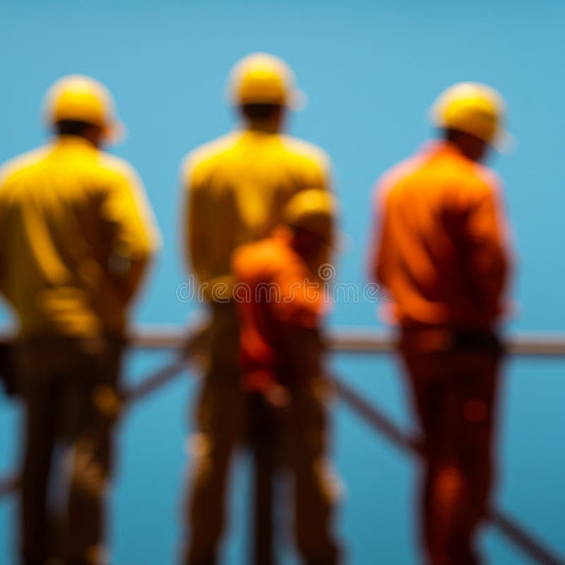 Four Indistinct Figures Stand in Front of a Bright Blue Backdrop. Each ...