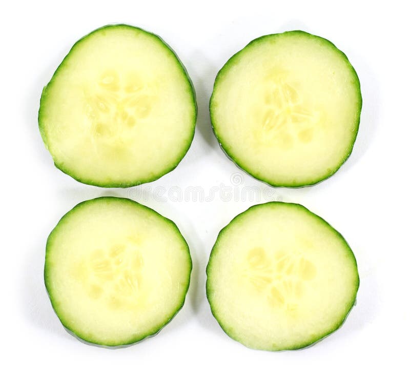 Four Individual Cucumber Slices Stock Photo - Image of macro, chopped ...