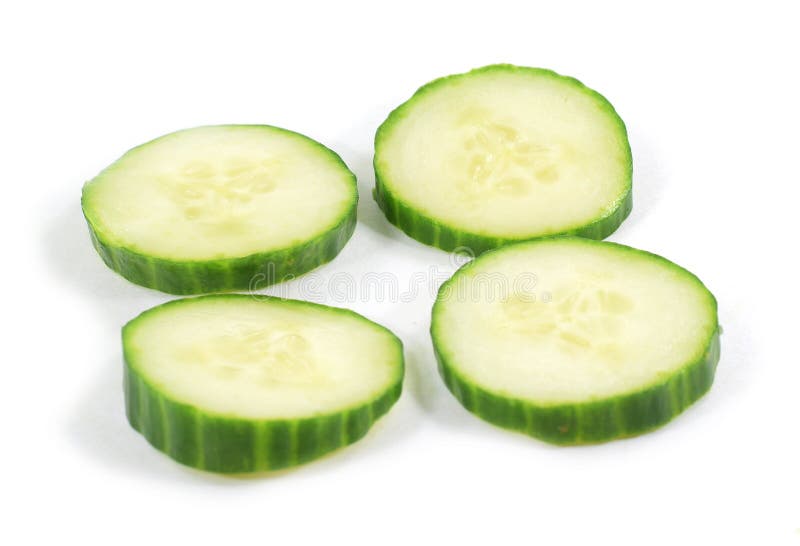 Four Individual Cucumber Slices Stock Photo - Image of natural ...