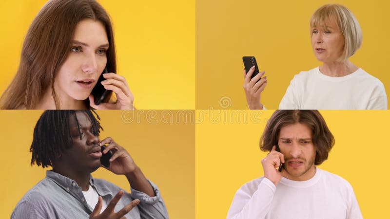 Four Individuals of Different Backgrounds are Engaged in Phone ...