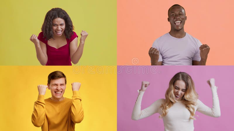 Diverse Group Celebrating Positive Emotions with Joyful Expressions and ...