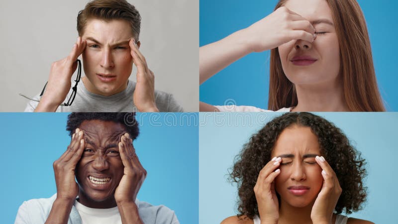 People Experiencing Stress Relief Techniques in a Calming Blue Setting ...