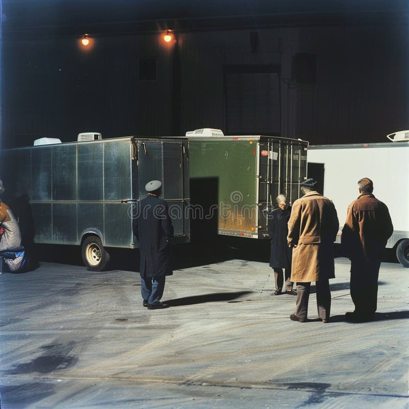 Four Individuals Queue for Vehicle Loading Assistance Stock ...