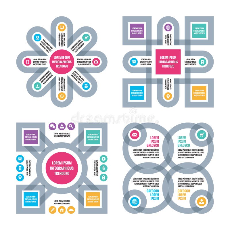 Four Infographic Business Concept. Four Vector Schemes with Icons Stock ...