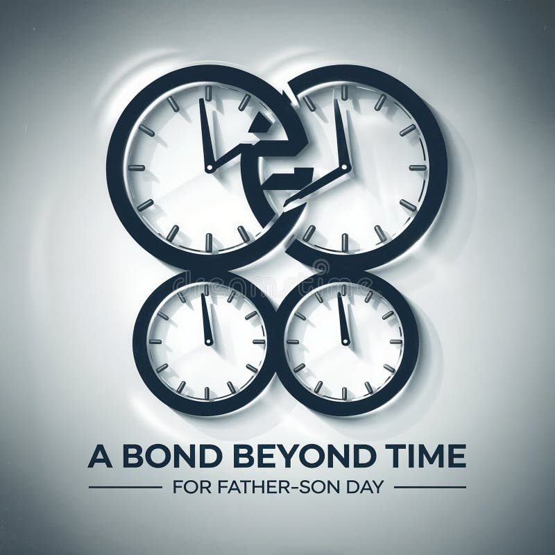 Four Interconnected Clock Faces Forming an Infinity Symbol Design Stock ...