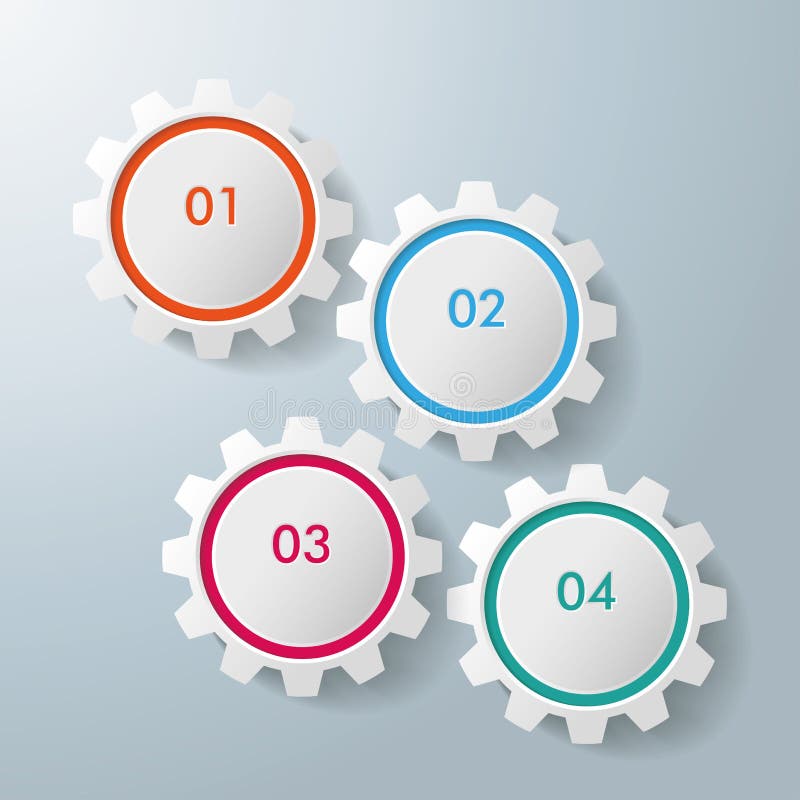 Four interlocking gears stock vector. Illustration of copy - 31660707