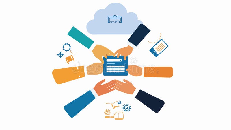 Four Interlocking Hands Symbolizing Teamwork Unity Collaboration ...