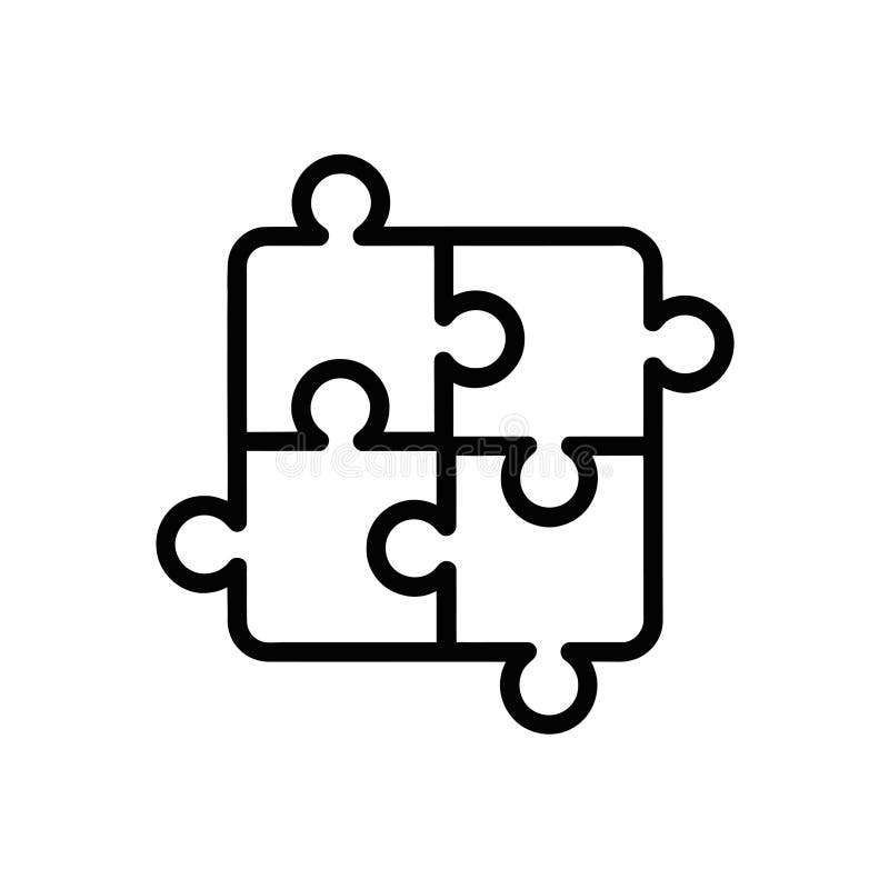Four Interlocking Puzzle Pieces Form a Complete Square with Bold Black ...