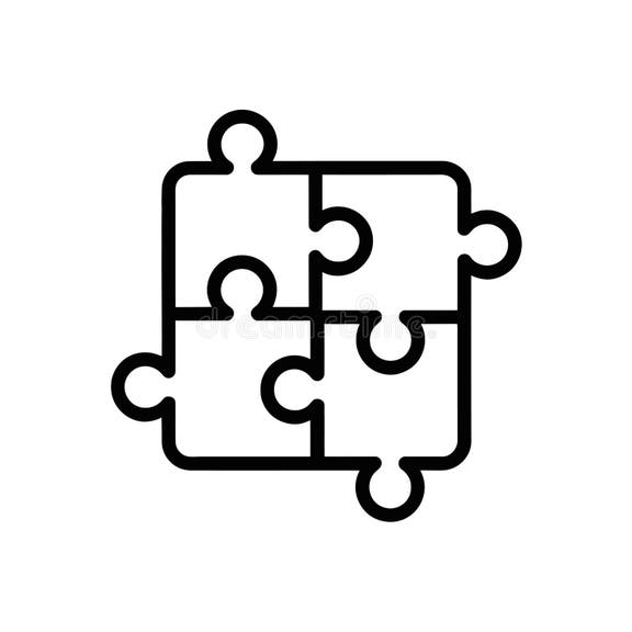 Four Interlocking Puzzle Pieces Form a Complete Square with Bold Black ...