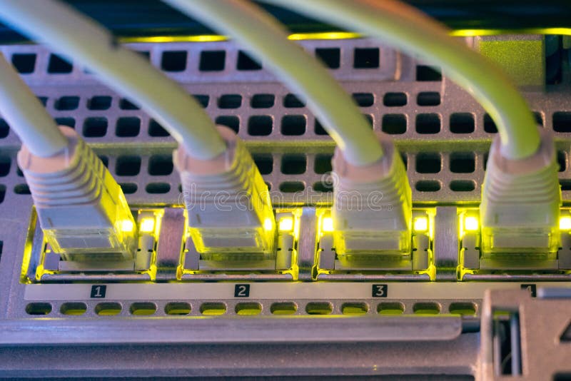 Network Equipment is in the Server Room. Four Internet Twisted Pair ...