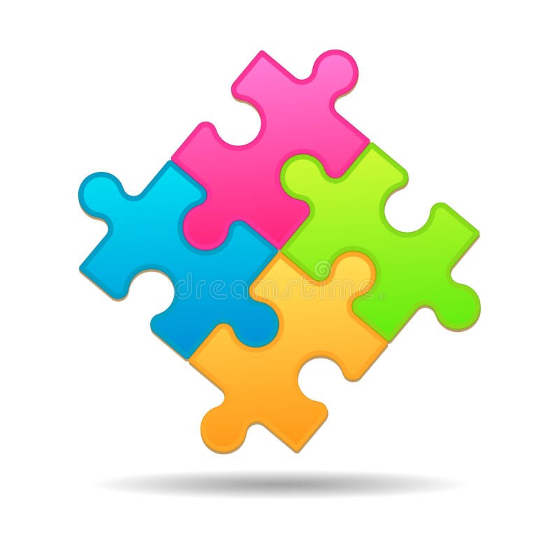Four Jigsaw Pieces Connected Together Stock Vector - Illustration of ...