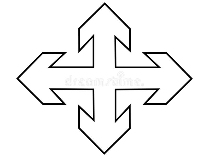 Four joint arrows lineart stock illustration. Illustration of outward ...