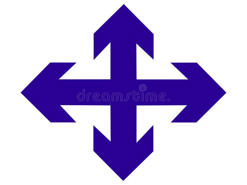 Four Blue Arrows Intersect at a Central Point Stock Illustration ...