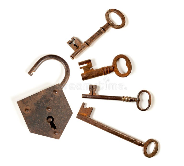 Four keys and a padlock stock image. Image of secret - 24804227