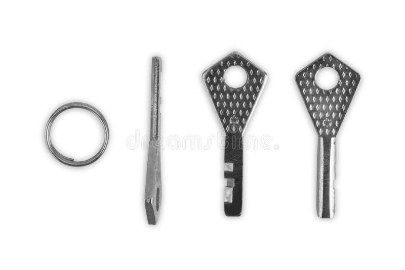 Four Keys on Ring Isolated on White Stock Photo - Image of equipment ...