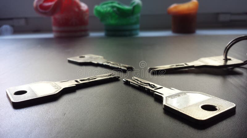 Four Keys and a Symbol in the Shape of a House Stock Image - Image of ...