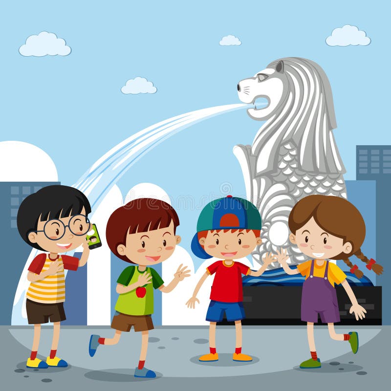 Singapore Travel Icons Set, Cartoon Style Editorial Photography ... Singapore Travel Icons Set, Cartoon Style Editorial Photography ...