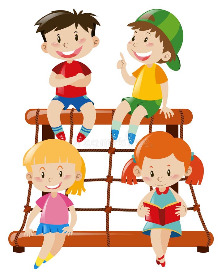 Rope climbing children stock photo. Illustration of cartoon - 94703992
