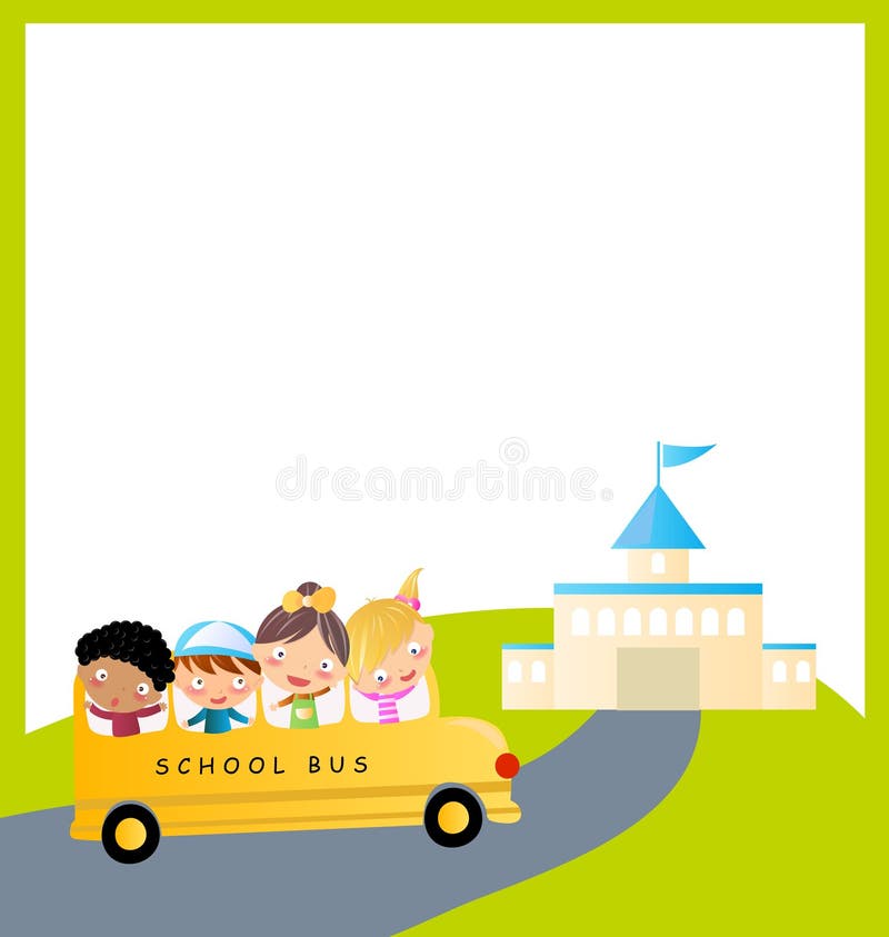 Four kids and school bus stock vector. Illustration of fare - 33591313