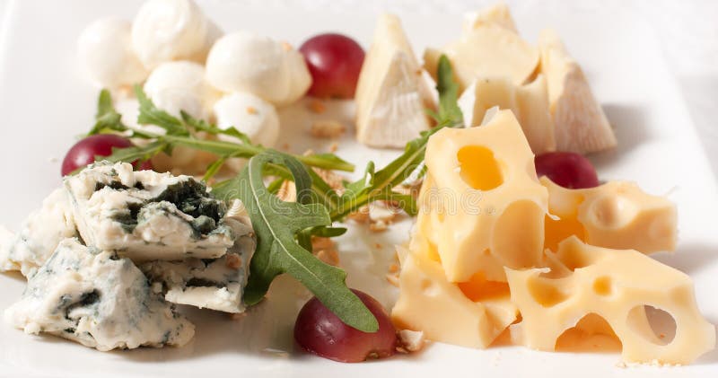 Four Kinds of Cheese on a Plate Stock Image - Image of camembert, aroma ...