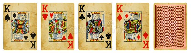 Four Kings Vintage Playing Cards - Isolated Stock Photo - Image of card ...