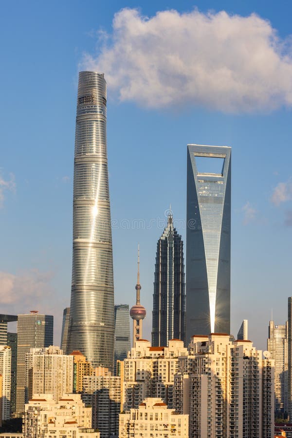 Four Landmark Buildings of Shanghai Stock Photo - Image of city ...