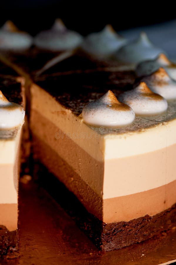 Four Layer Cake with Shades of Brown.Here Cream To Chocolate. Stock ...