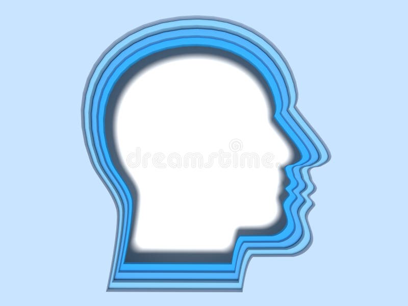 Four Layers of Blue Head Shapes Papercut Style Deep Learning Con Stock ...