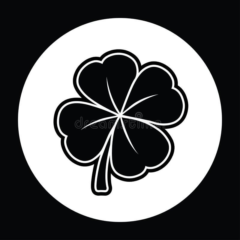 Four-leaf Clover Black and White Vector Illustration Stock Vector ...